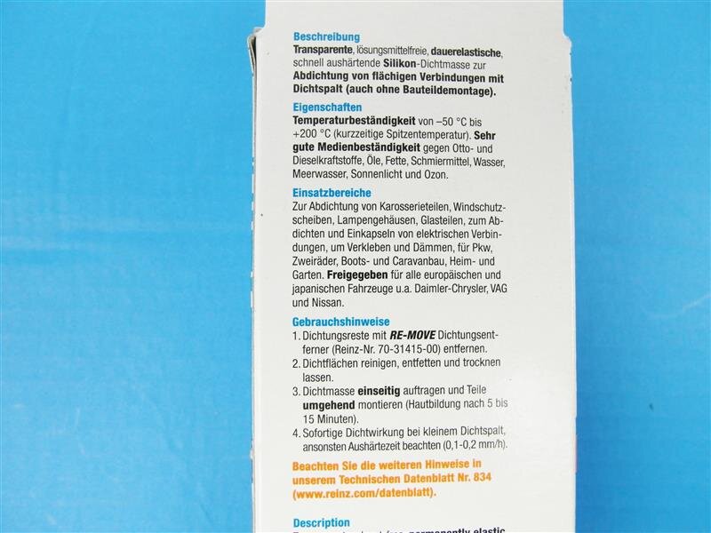 Dichtmasse REINZOSIL-T 70ml Transparent 70-31453-00